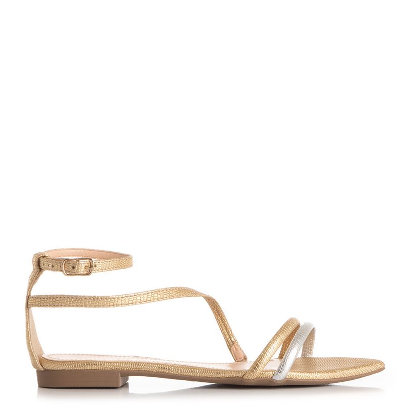 Rasteira Dourada Bico Folha