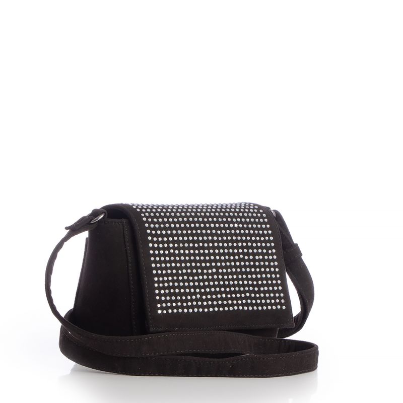 Bolsa Nobuck Strass Preta