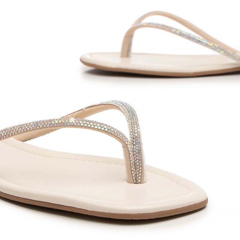 Rasteira Off White Strass