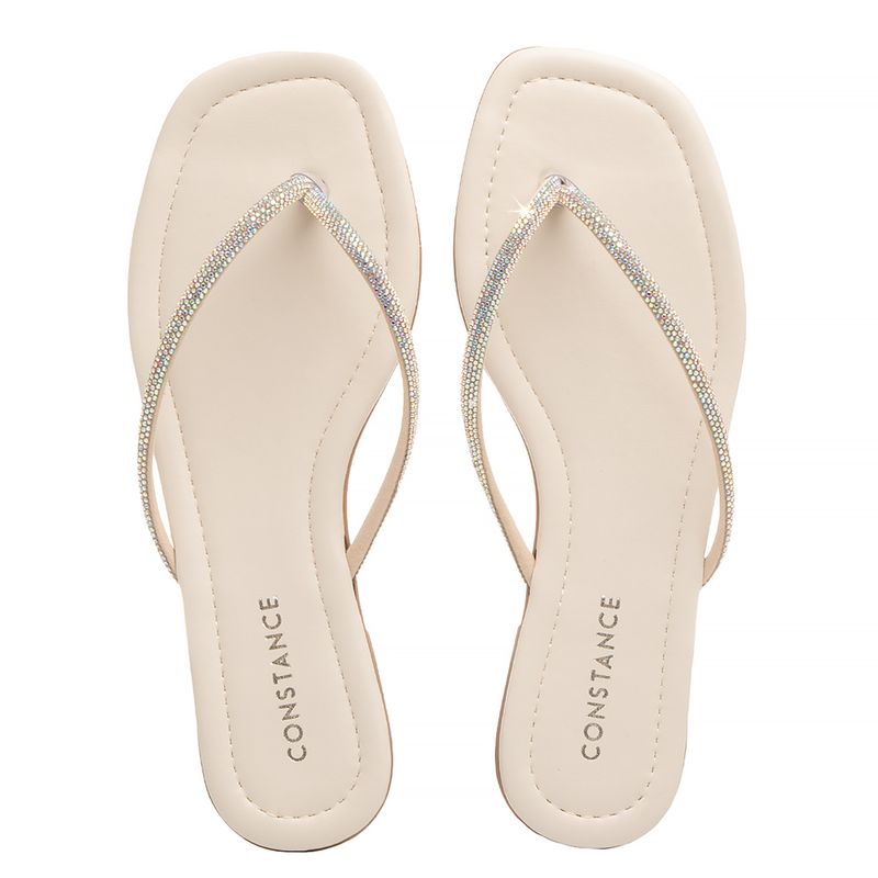 Rasteira Off White Strass