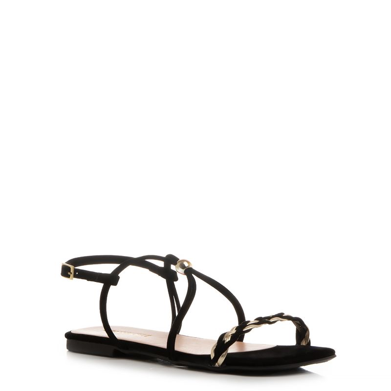 Rasteira Preta Tira Trançada