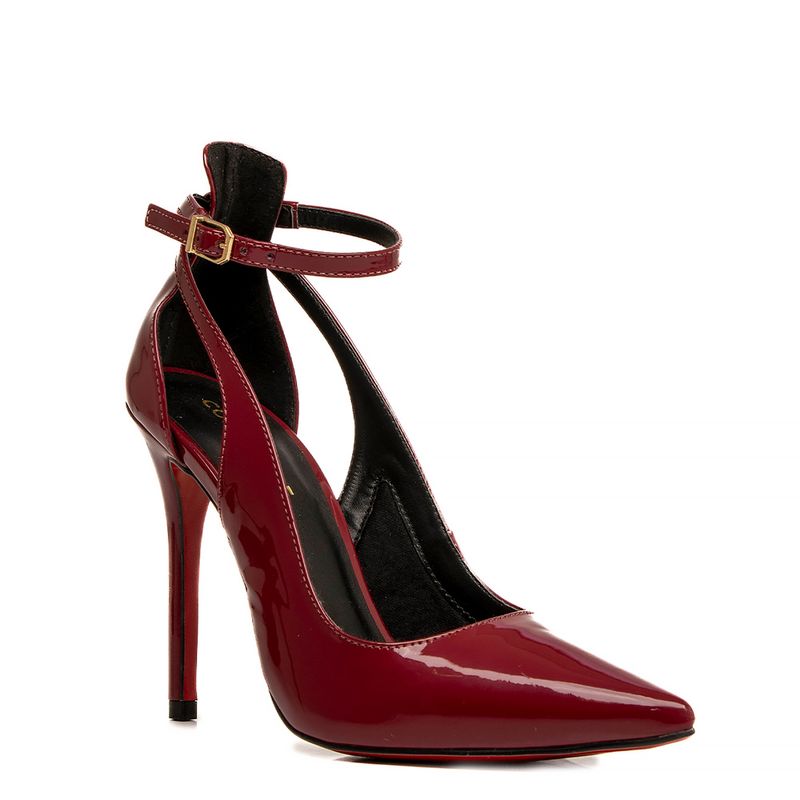 Scarpin Burgundy Verniz Salto Alto Fino