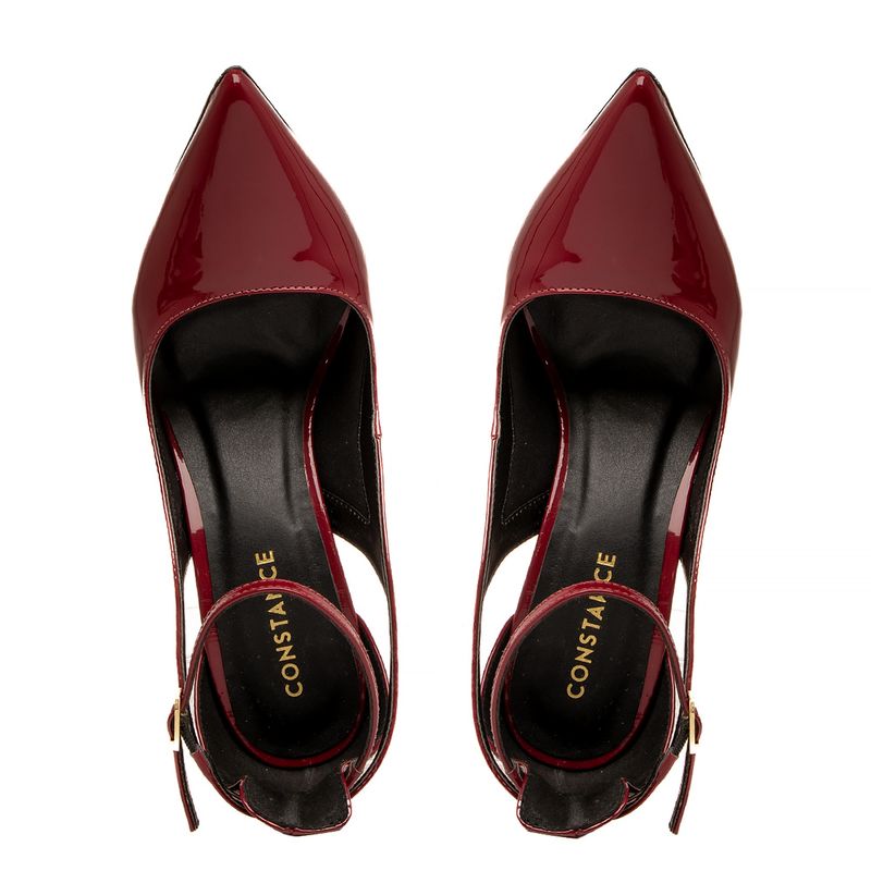 Scarpin Burgundy Verniz Salto Alto Fino