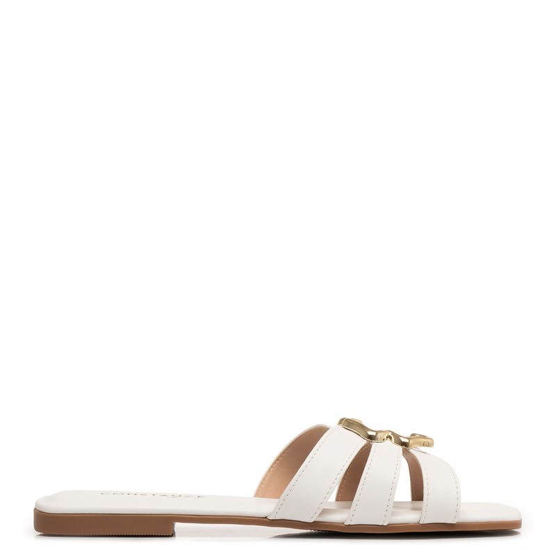 Rasteira Trevo Tiras Branco