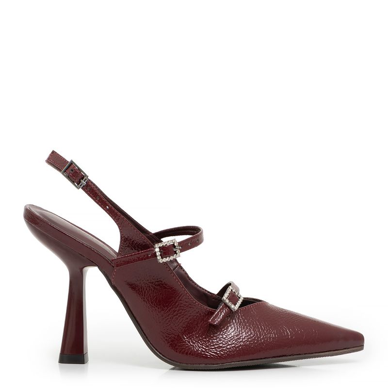 Scarpin Slingback Verniz Burgundy